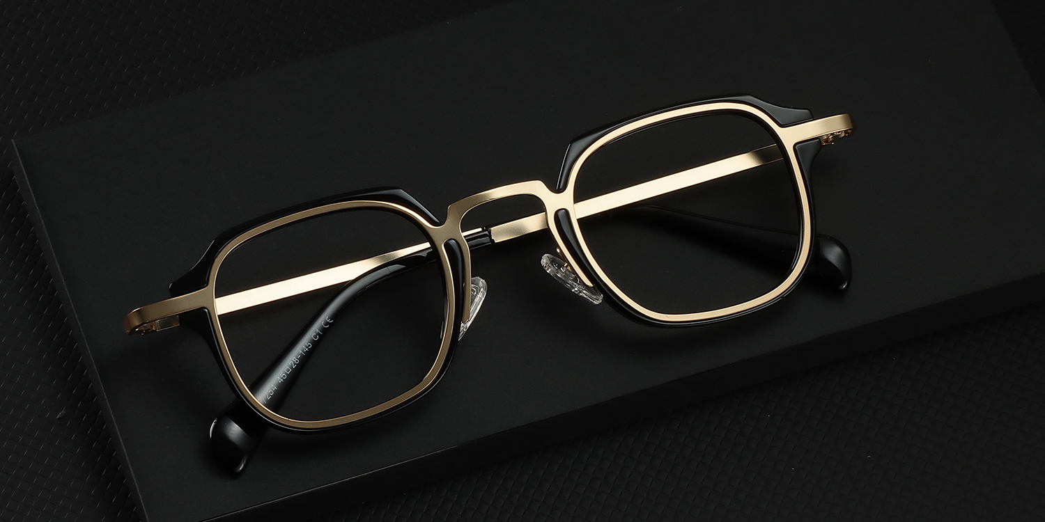 Kipling Square Black Golden Eyeglasses | Fytoo Optical